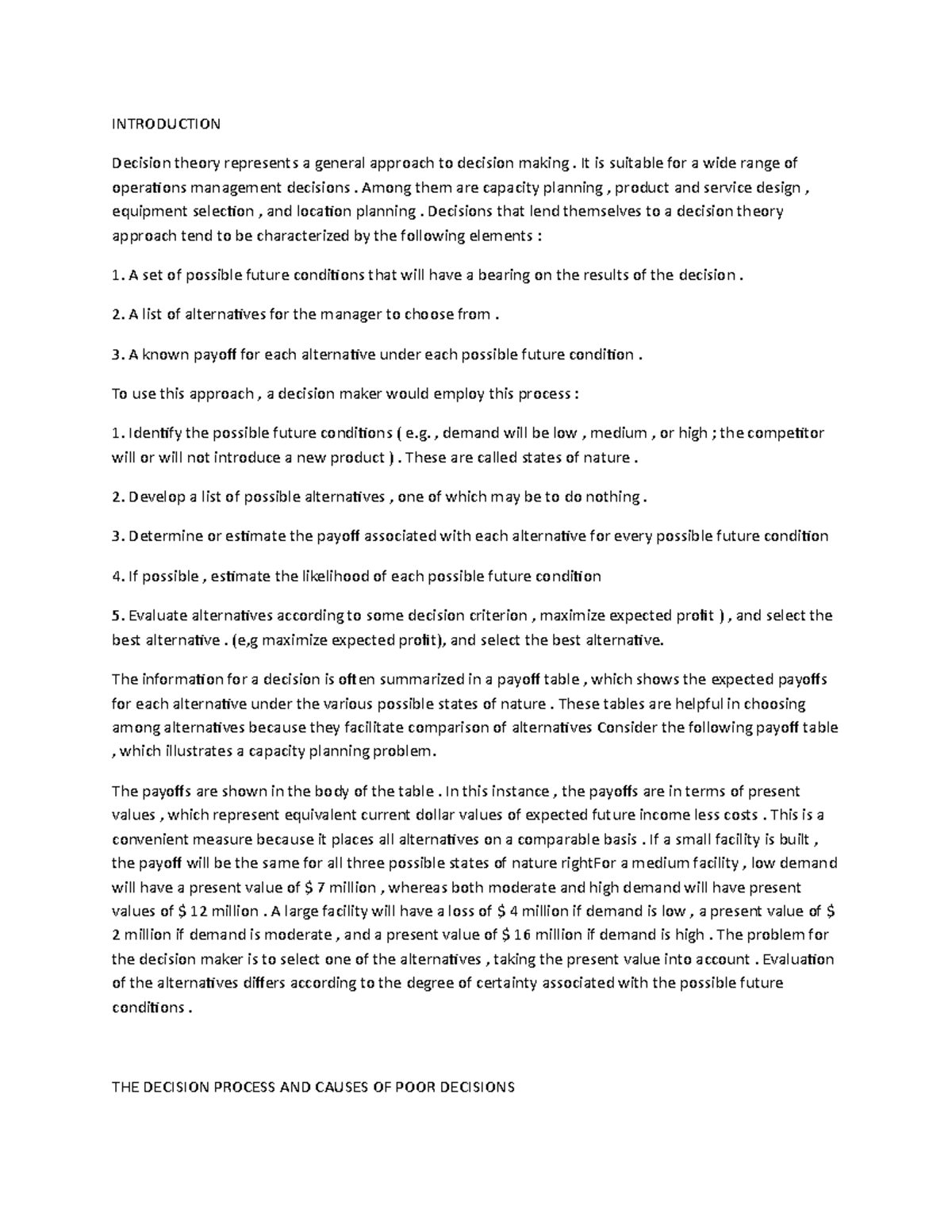 Chapter 5S operation management - INTRODUCTION Decision theory ...