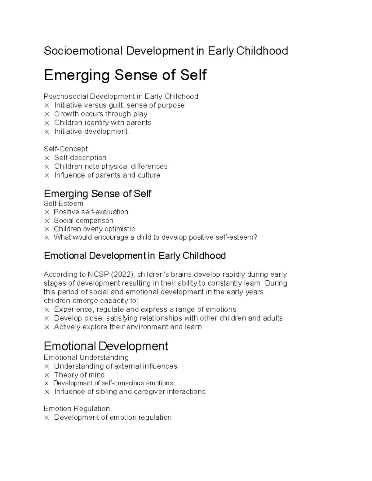 Socioemotional Development in Early Childhood - Self-Concept Self ...