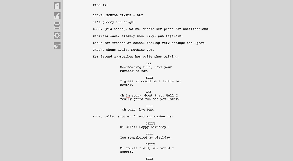 Untitled Script - You Me Script - FADE IN: SCENE. SCHOOL CAMPUS - DAY ...