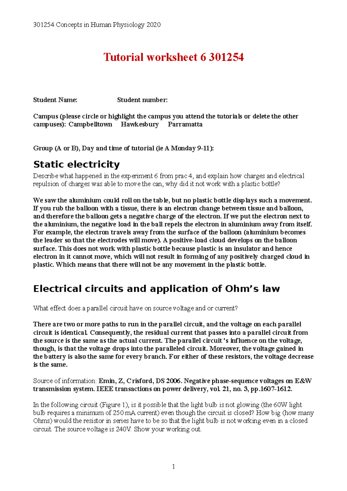 301254 Tutorial worksheet 6 2020 - Tutorial worksheet 6 301254 Student ...