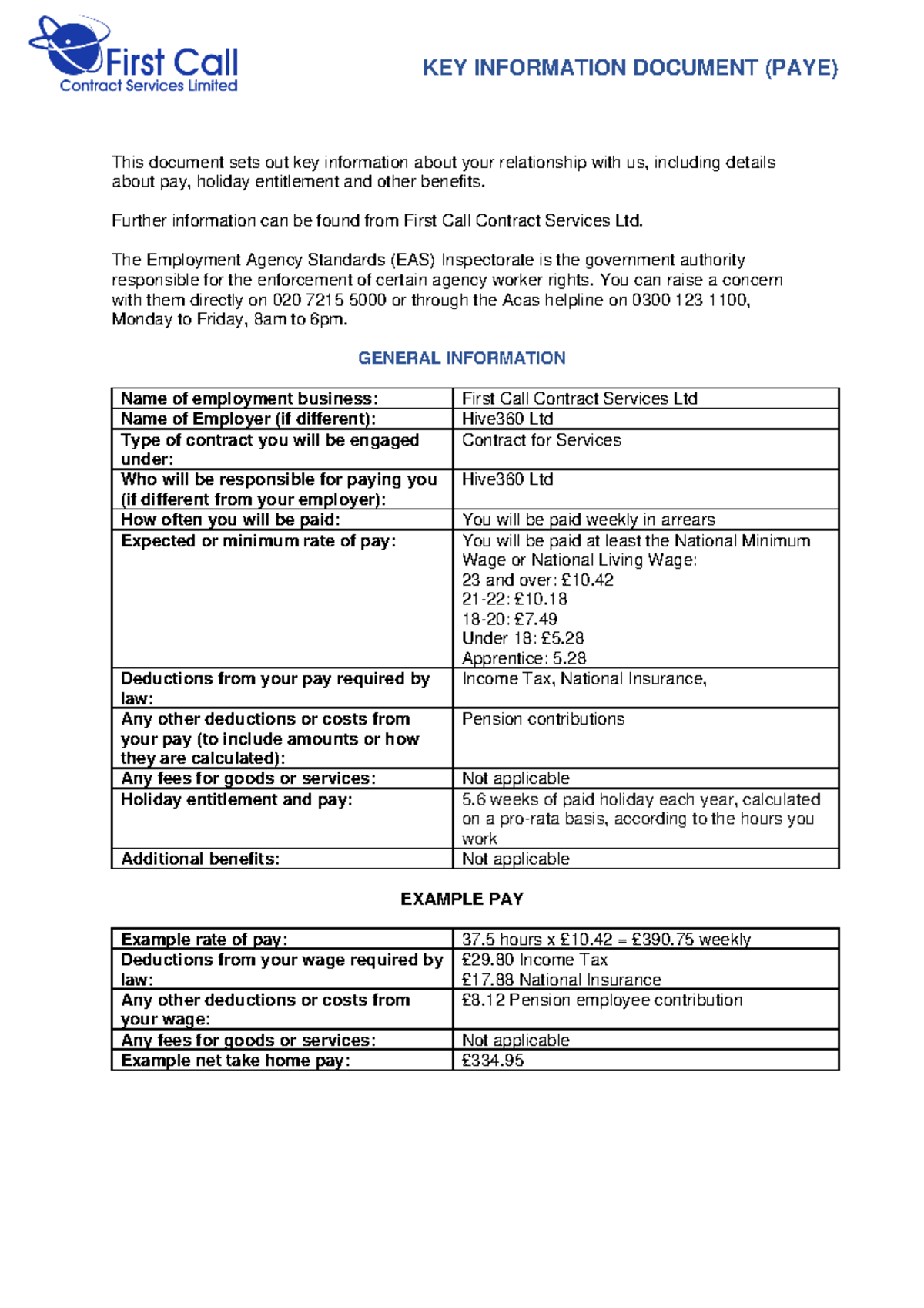 Key Information Document - PAYE HIVE (360) April 2023-24 - KEY ...