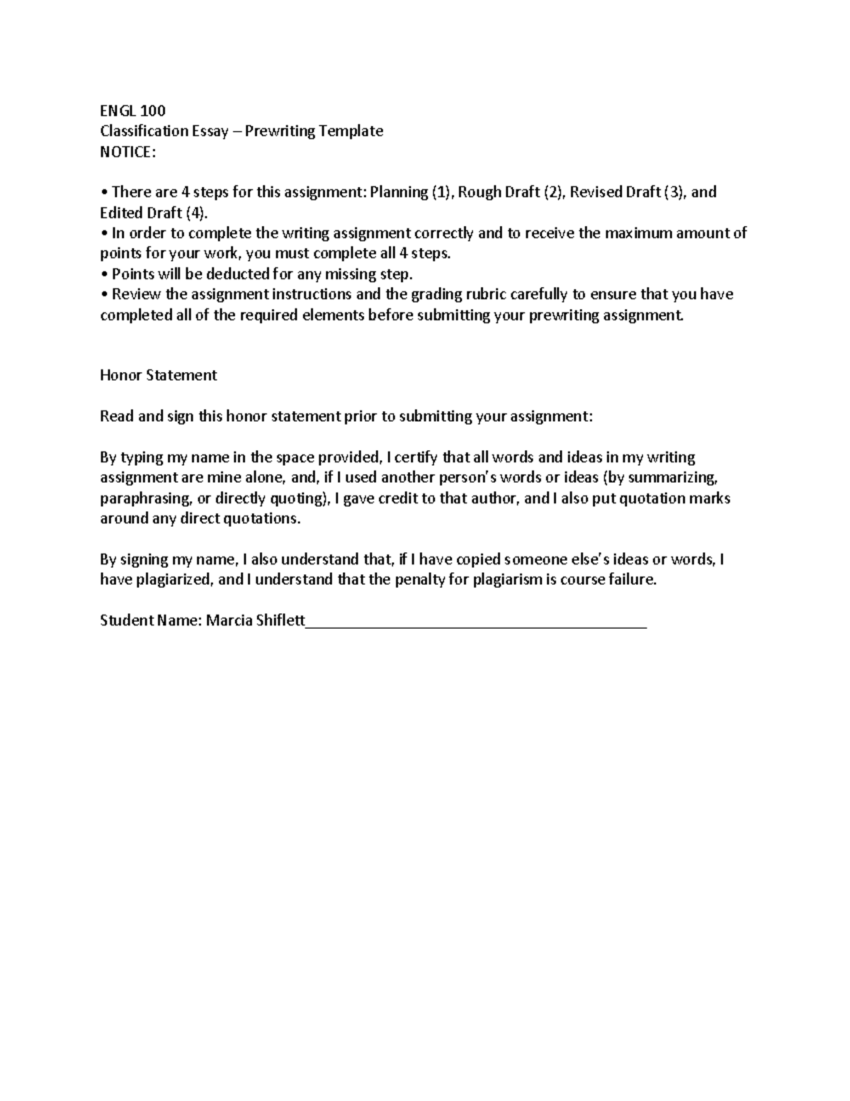 Classification Paragraph Week 7 - ENGL 100 Classification Essay ...