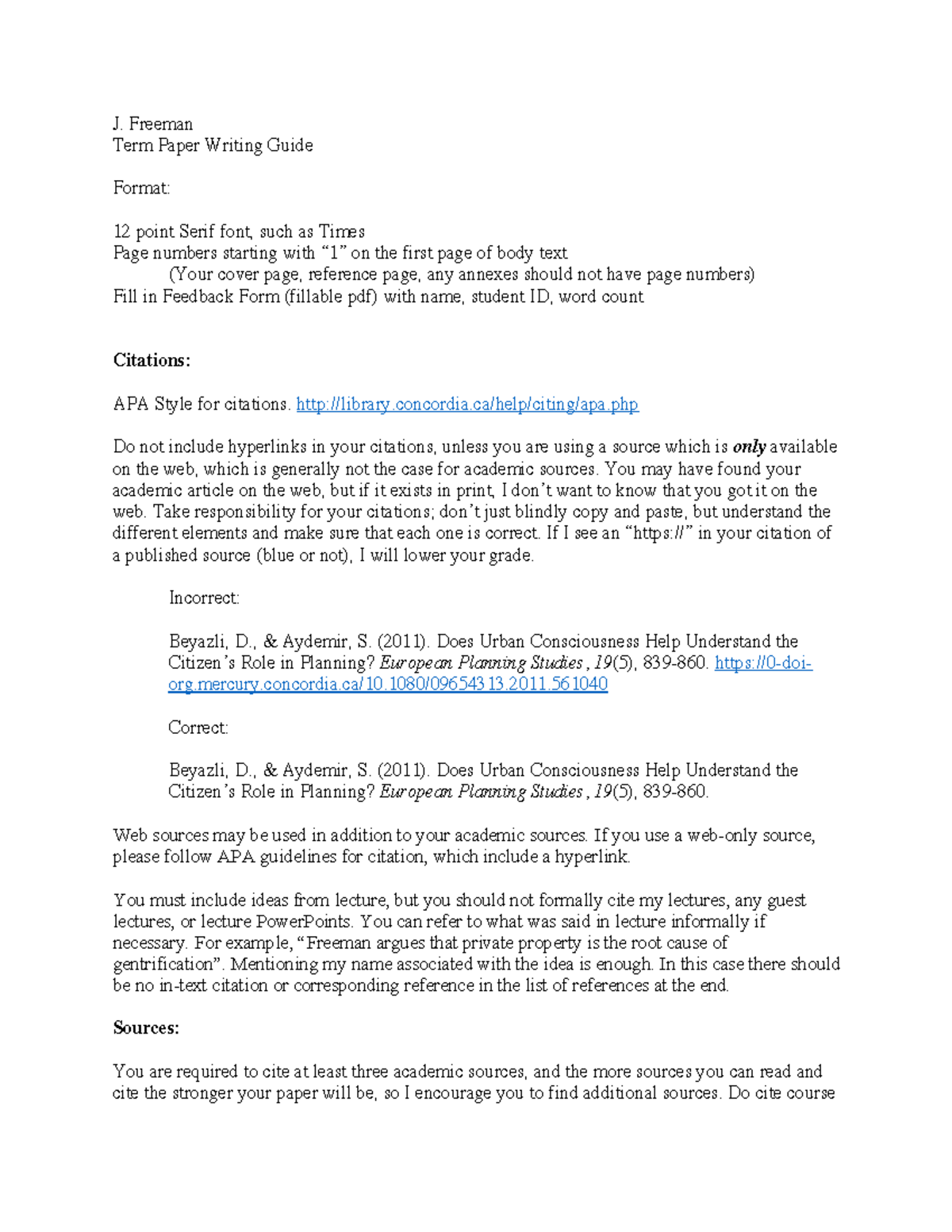 Writing Guide 2 - practice - J. Freeman Term Paper Writing Guide Format ...