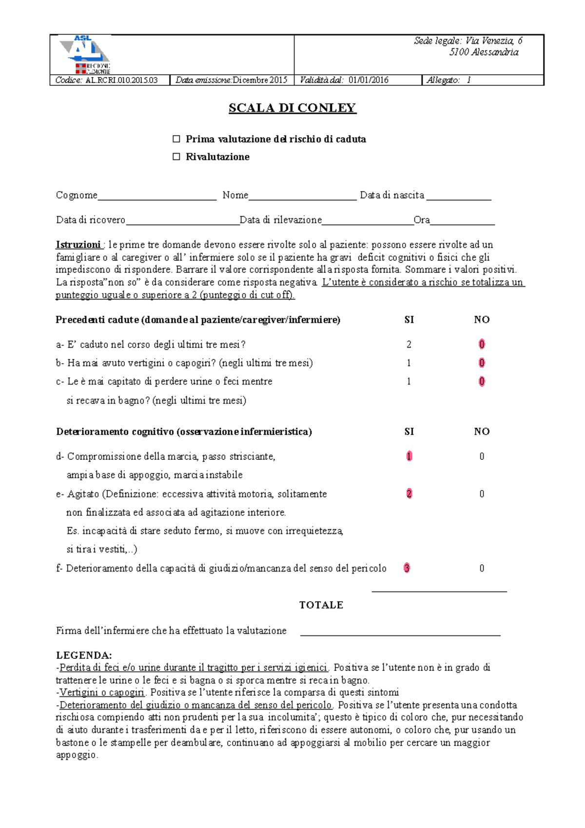 ALL 1 Scala DI Conley - Sede legale: Via Venezia, 6 5100 Alessandria ...