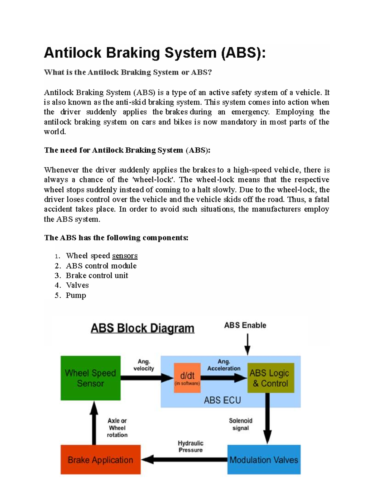 Antilock system - Antilock Braking System (ABS): What is the Antilock ...