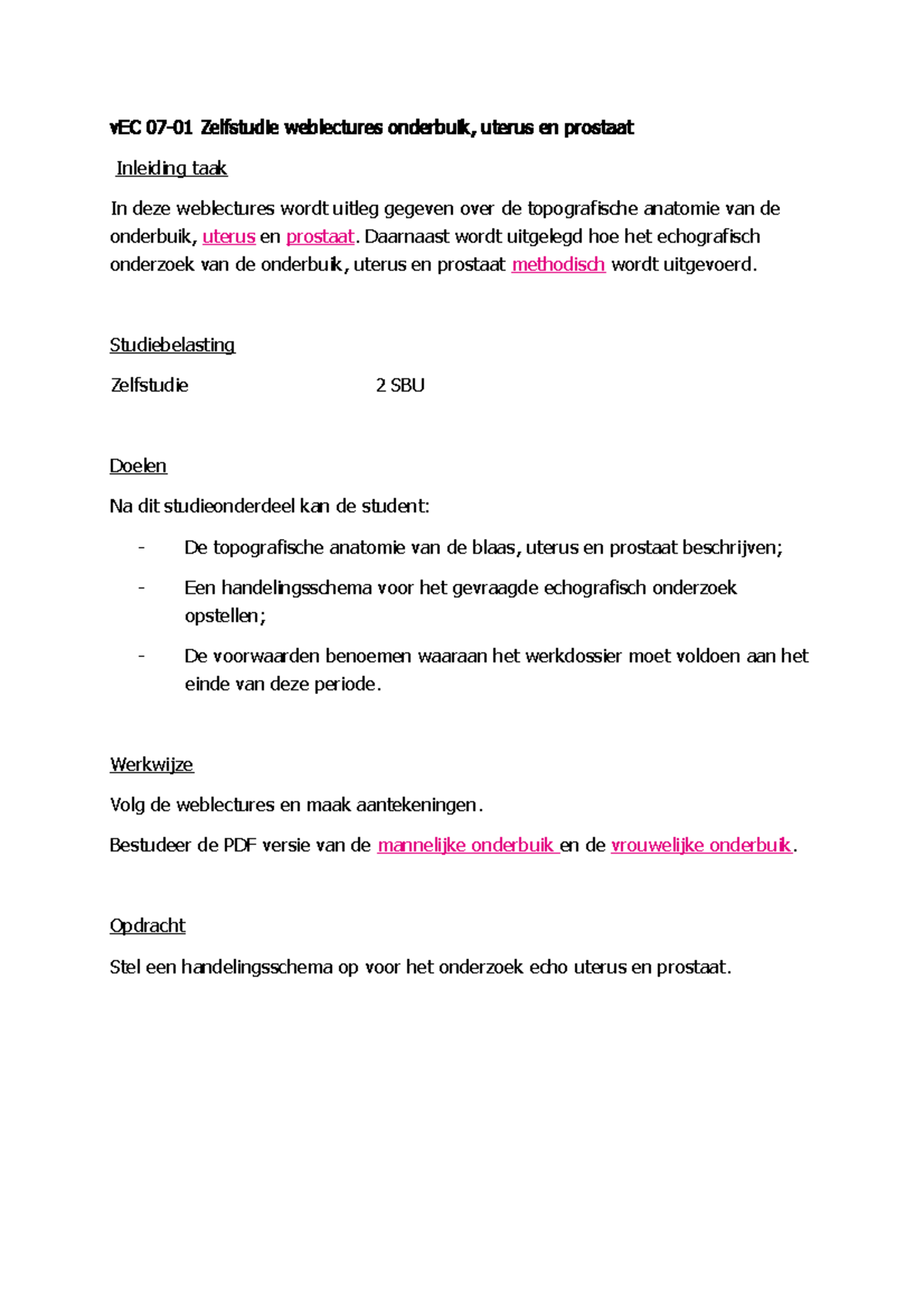 V EC 07-01 - Echo Periode 7: anatomie van de onderbuik, uterus en ...