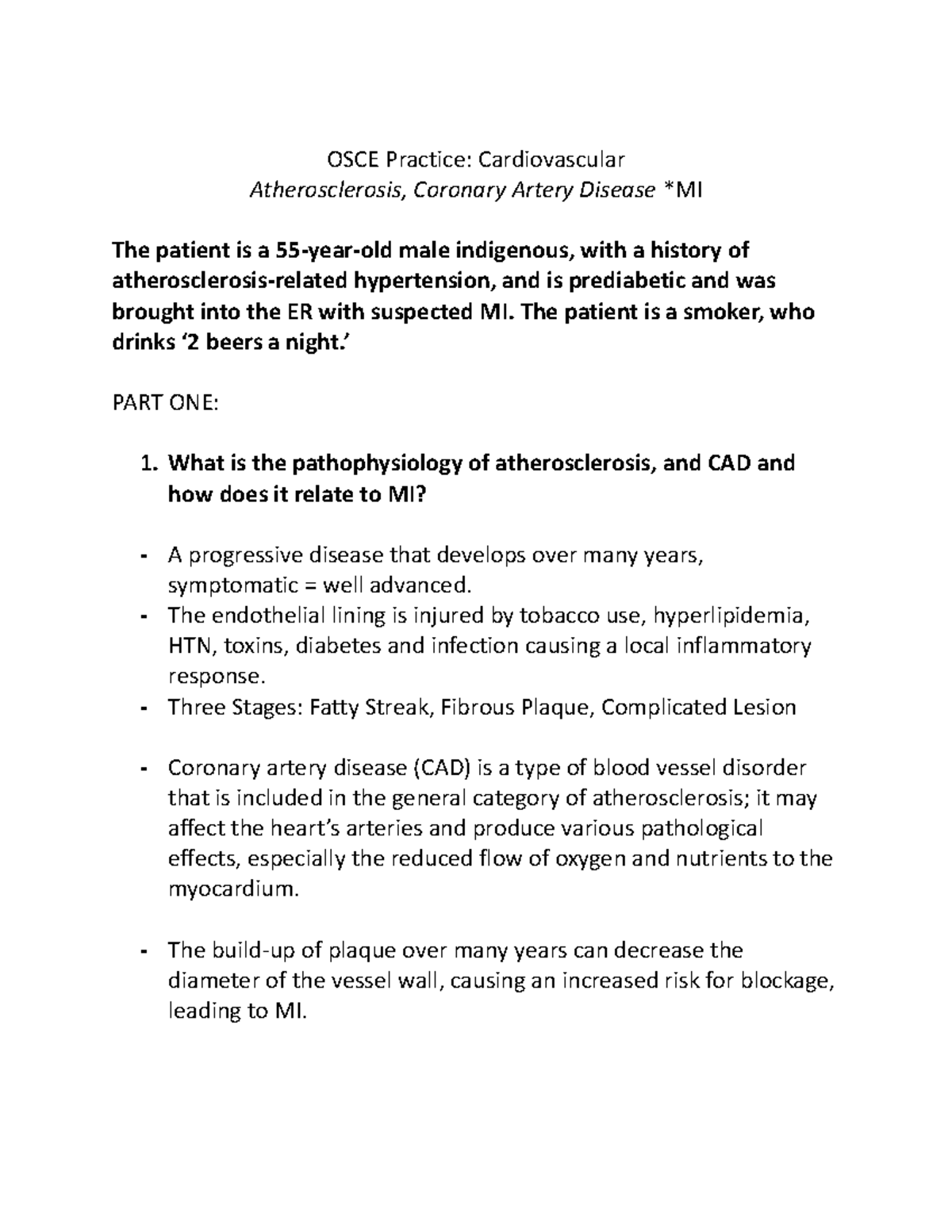 Cardio - MOSCE - OSCE Practice: Cardiovascular Atherosclerosis ...