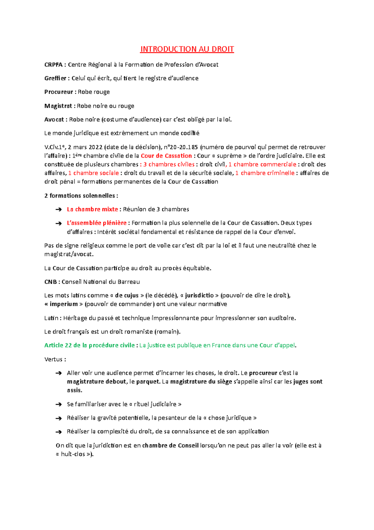 Cour PDF - Cours complet - INTRODUCTION AU DROIT CRPFA : Centre Régional à la Forma 9 on de ...