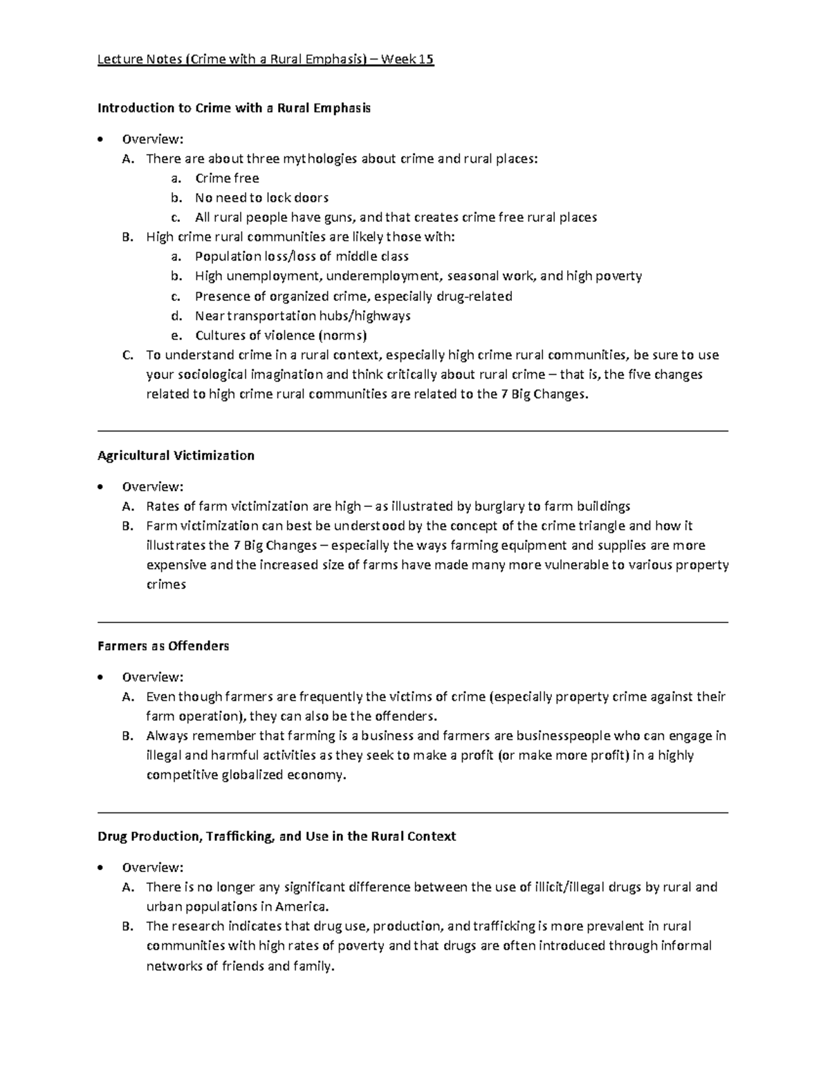 Lecture Notes (Crime with a Rural Emphasis) – Week 15 - There are about ...