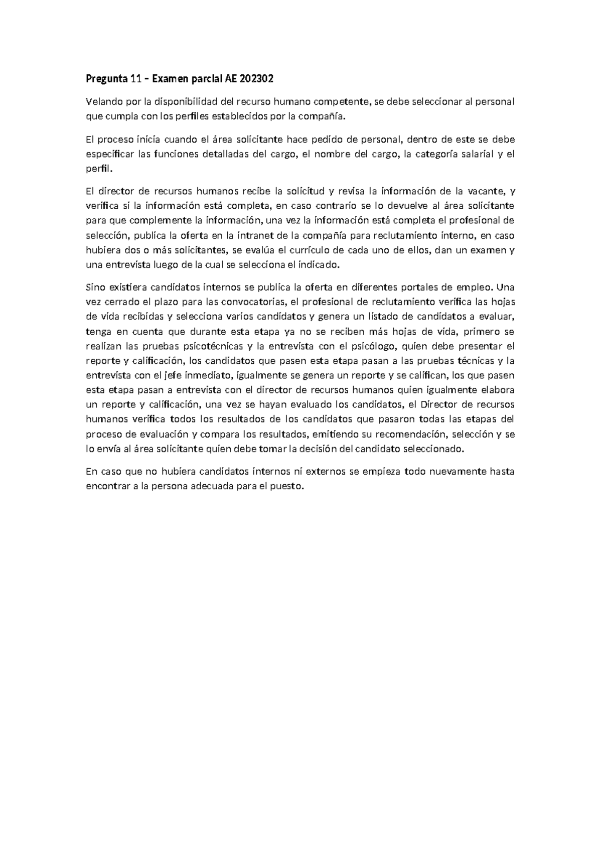 Pregunta 11 - 202302 docx - Pregunta 11 – Examen parcial AE 202302 Velando por la disponibilidad ...