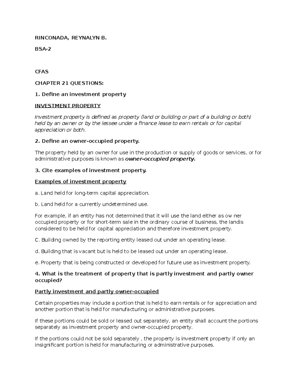 CFAS [Chapter 21] - Maam irene - RINCONADA, REYNALYN B. BSA- CFAS CHAPTER 21 QUESTIONS: Define ...