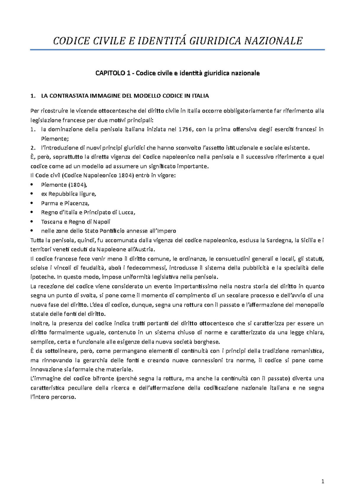 Codice Civile E IdentitÁ Giuridica Nazionale - CODICE CIVILE E ...