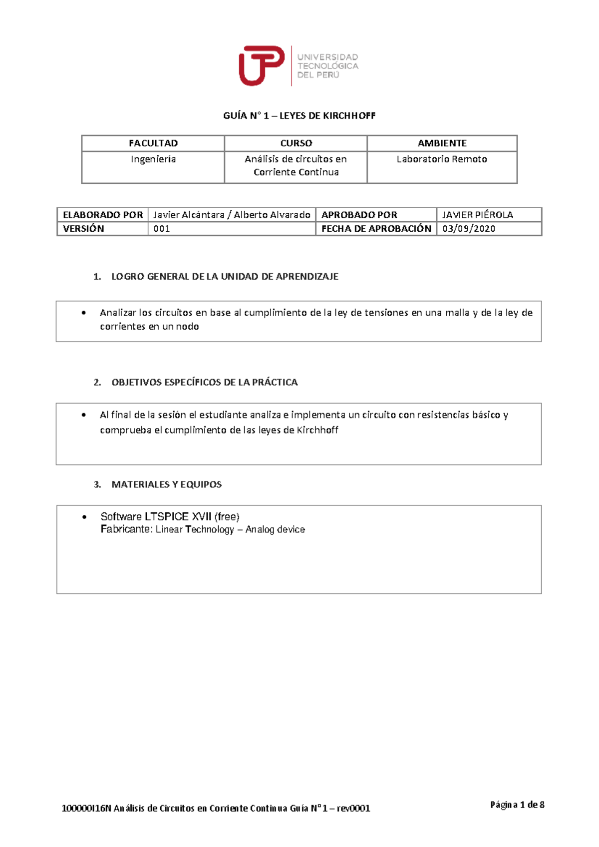 Laboratorio Calificado #1 100000 I12N Análisis de circuitos en CC Guia ...