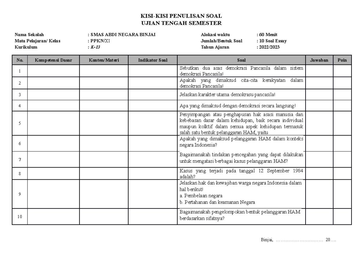Format KISI-KISI UTS DAN UAS 2023 - KISI-KISI PENULISAN SOAL UJIAN ...