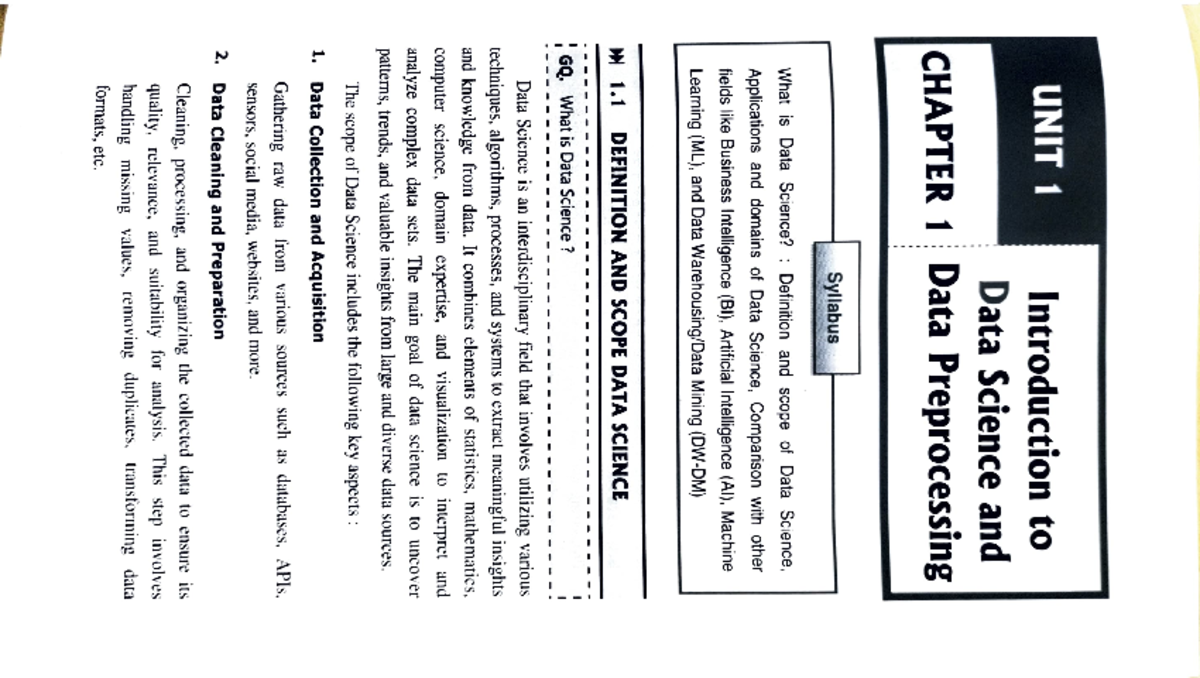 Data Science Book PDF UNIT 1 - UNIT 1 Introduction to Data Science and ...