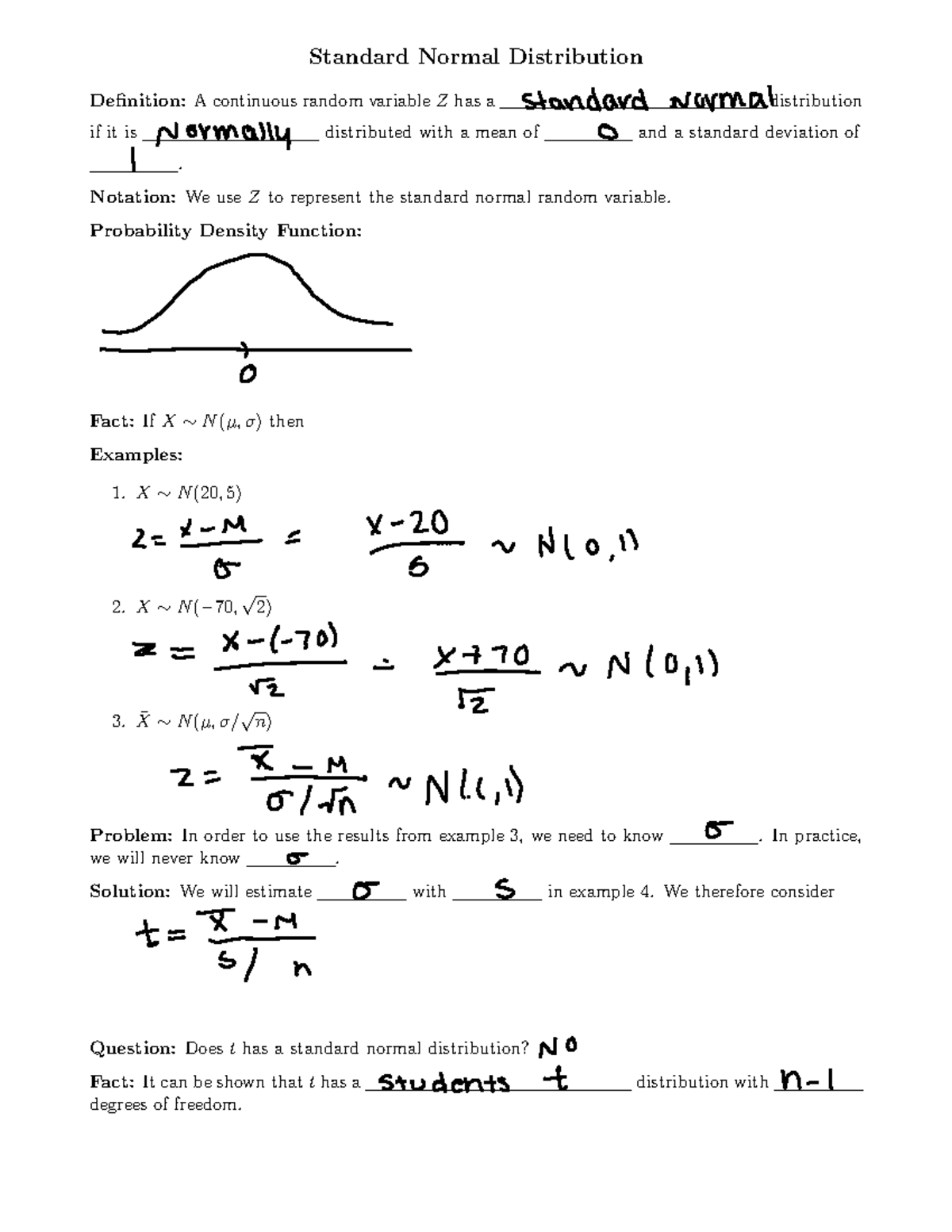 T-Distribution and Confidence Intervals - Standard Normal Distribution ...