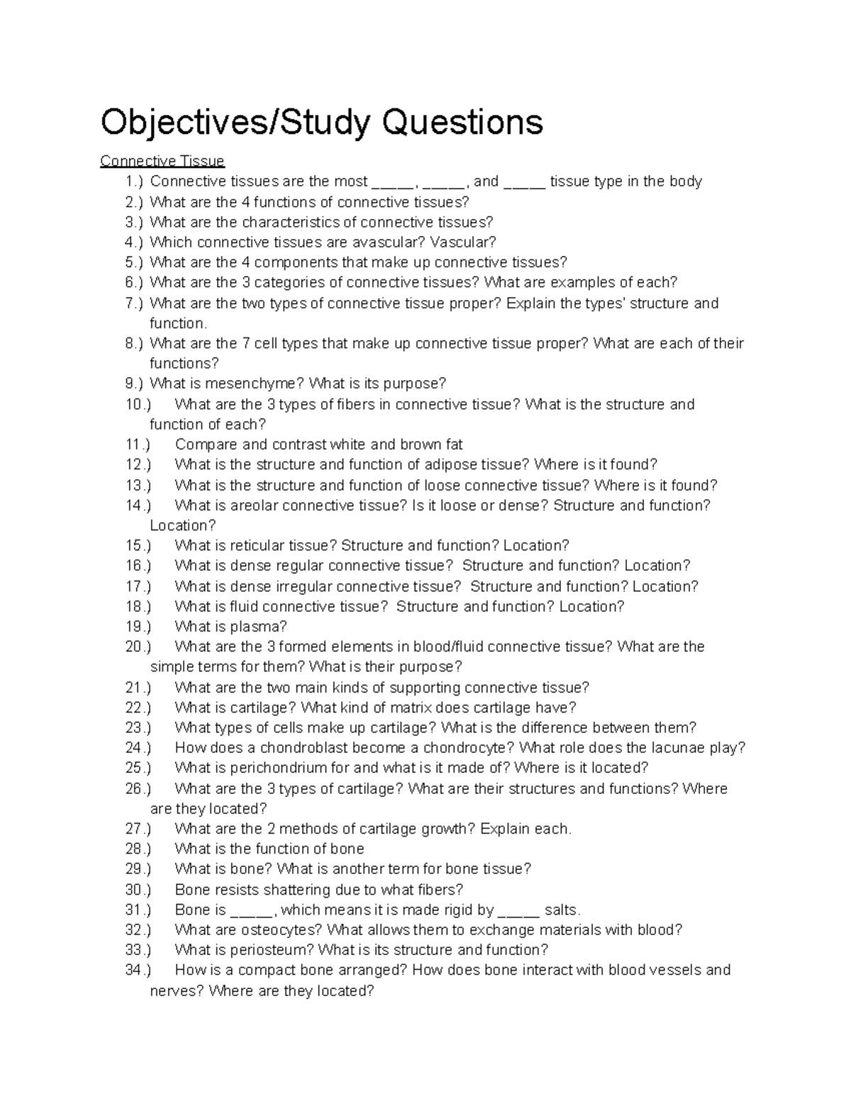 Lecture 3 Study Guide with Answers - Objectives/Study Questions ...