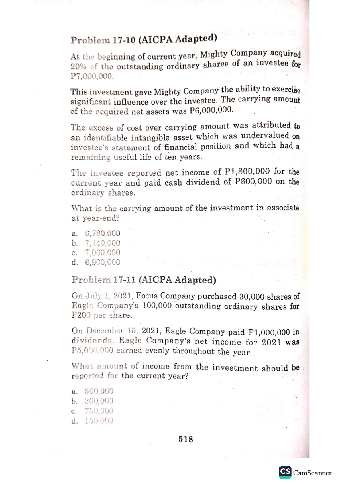 Problem 17 - Intermediate Accounting (Volume One) 2021 Edition By ...