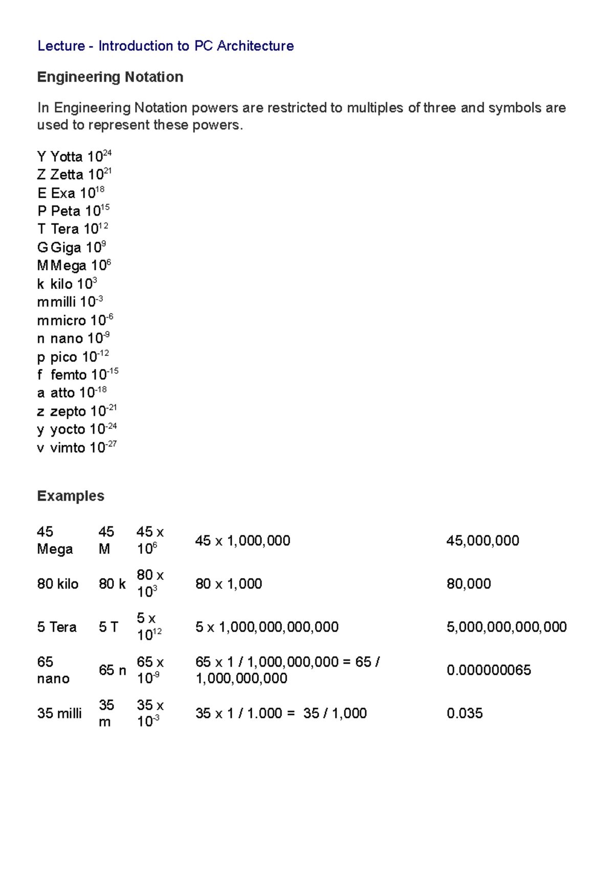 Lecture - .... - Lecture - Introduction to PC Architecture Engineering ...