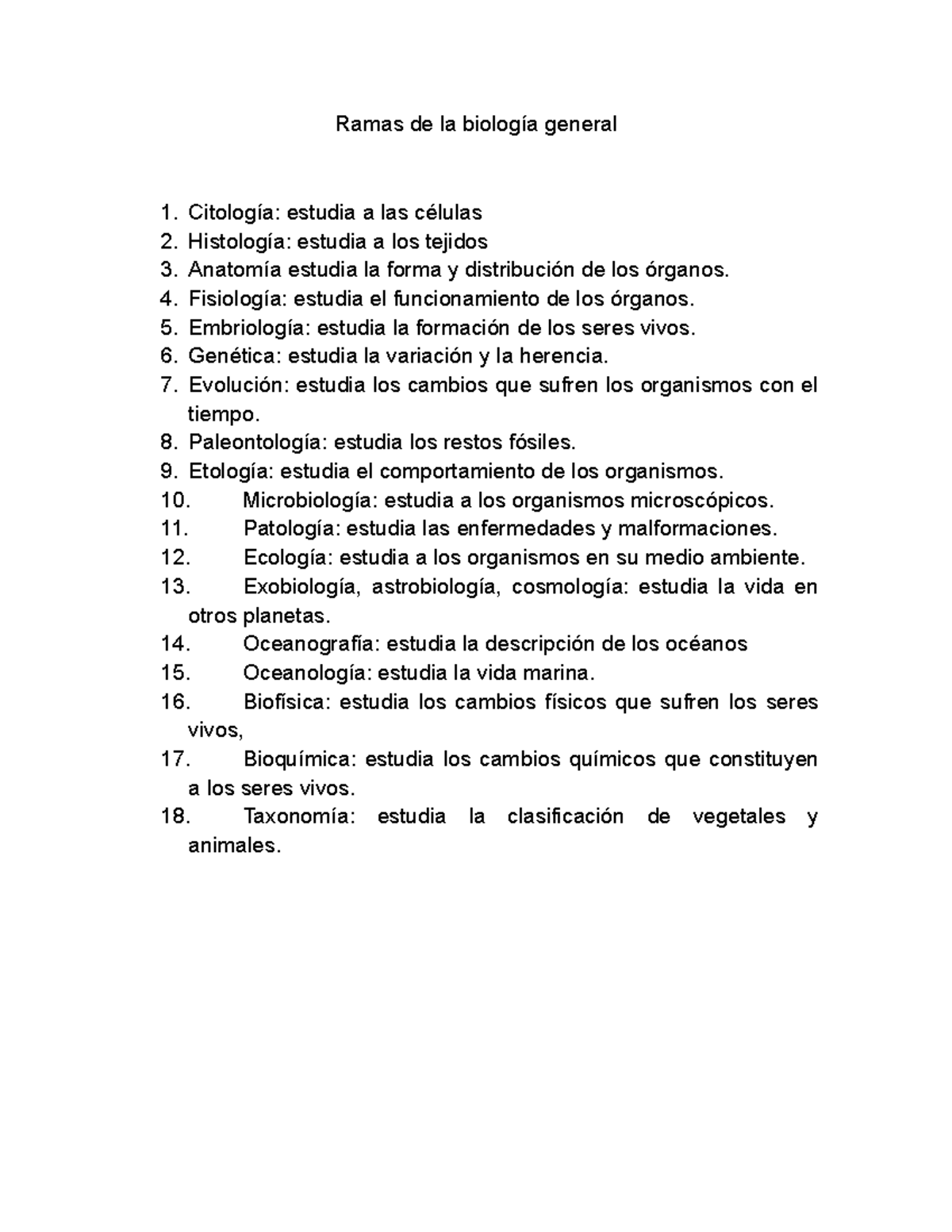 Ramas de la biología general - Ramas de la biología general Citología ...