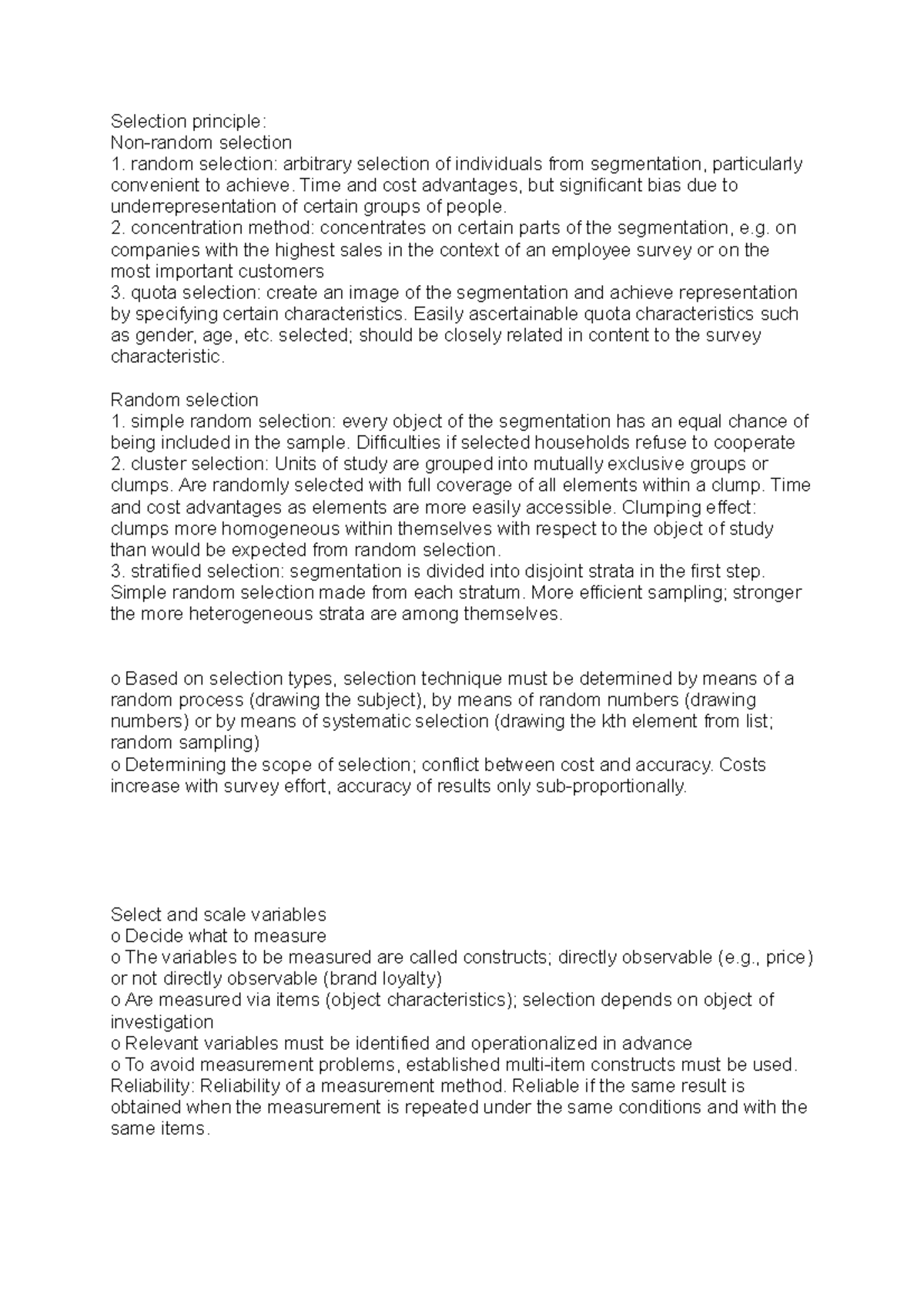 Selection principle - Lecture notes in Mkt - Selection principle: Non ...