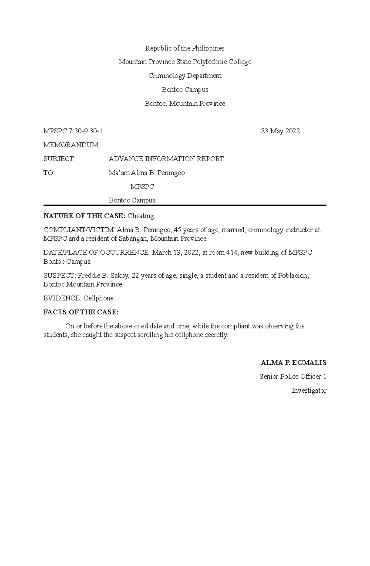 Polygraphy A1 - Lie detecrion - Mountain Province State Polytechnic ...