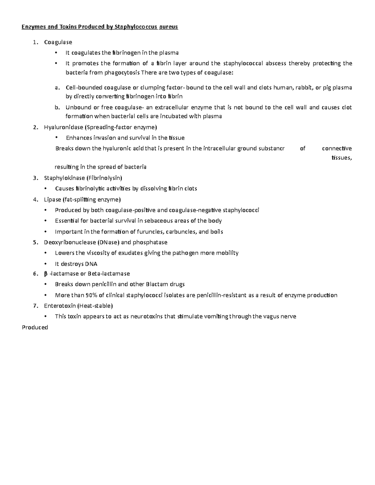 Enzymes and Toxins Produced by Staphylococcus aureu 1 - Enzymes and ...