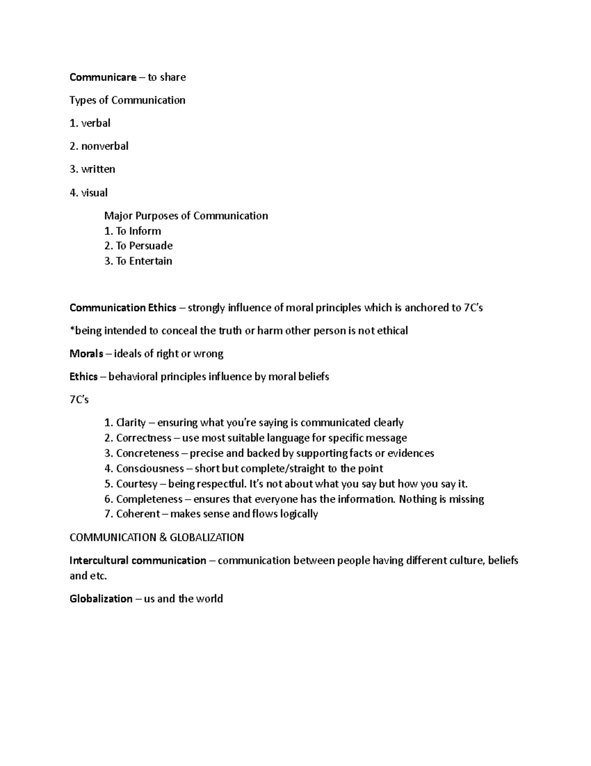 Pur Com-Notes - kkkk - Communicare – to share Types of Communication ...