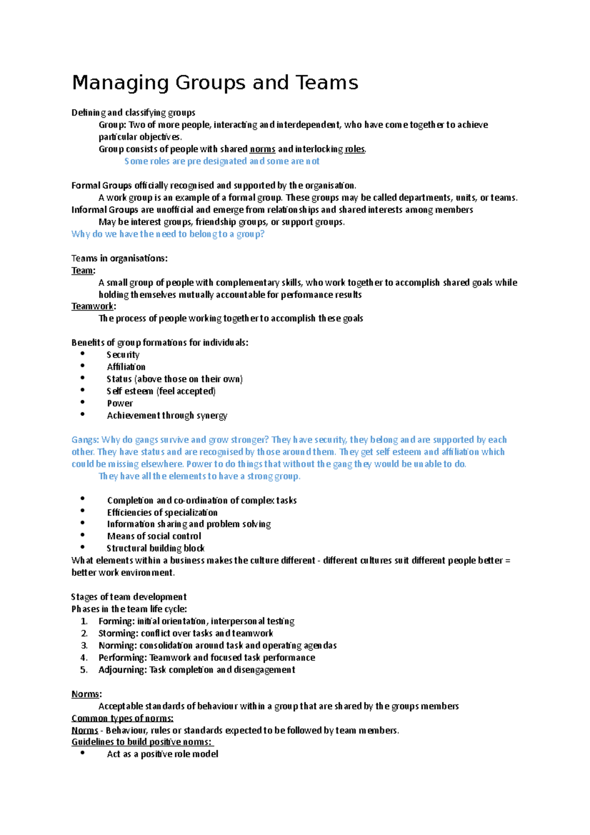 Managing Groups and Teams - Managing Groups and Teams Defining and ...