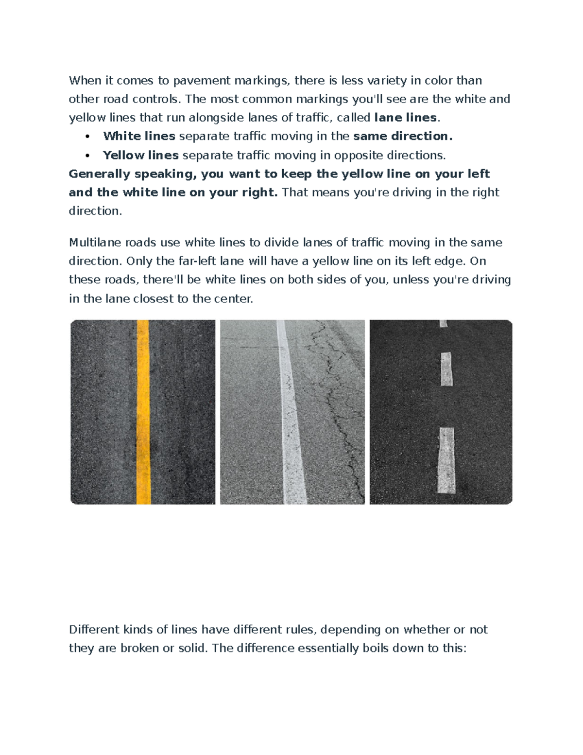When it comes to pavement markings - The most common markings you'll ...
