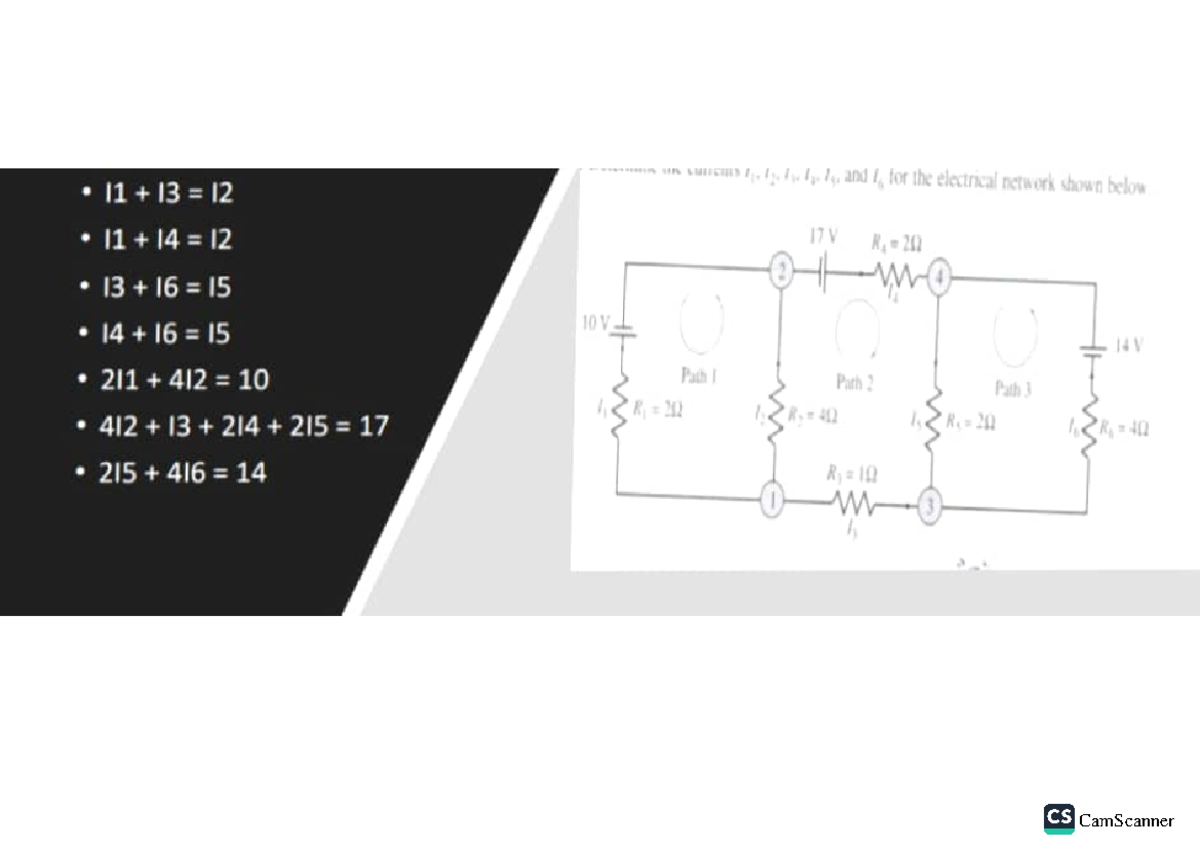 Circuit problem an effort by a student - Linear Algebra - Studocu