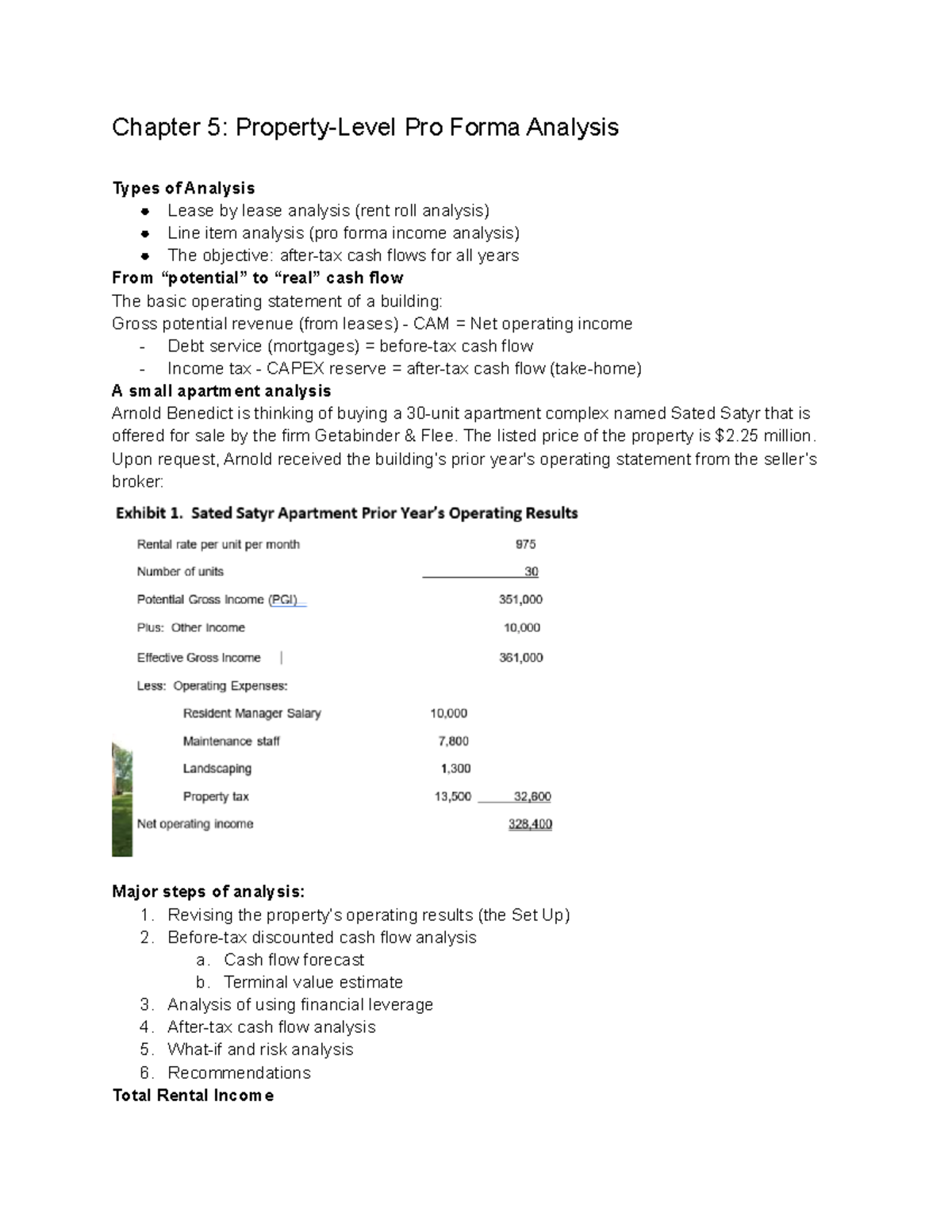 Real Estate Investments Chapter 5 - Chapter 5: Property-Level Pro Forma ...