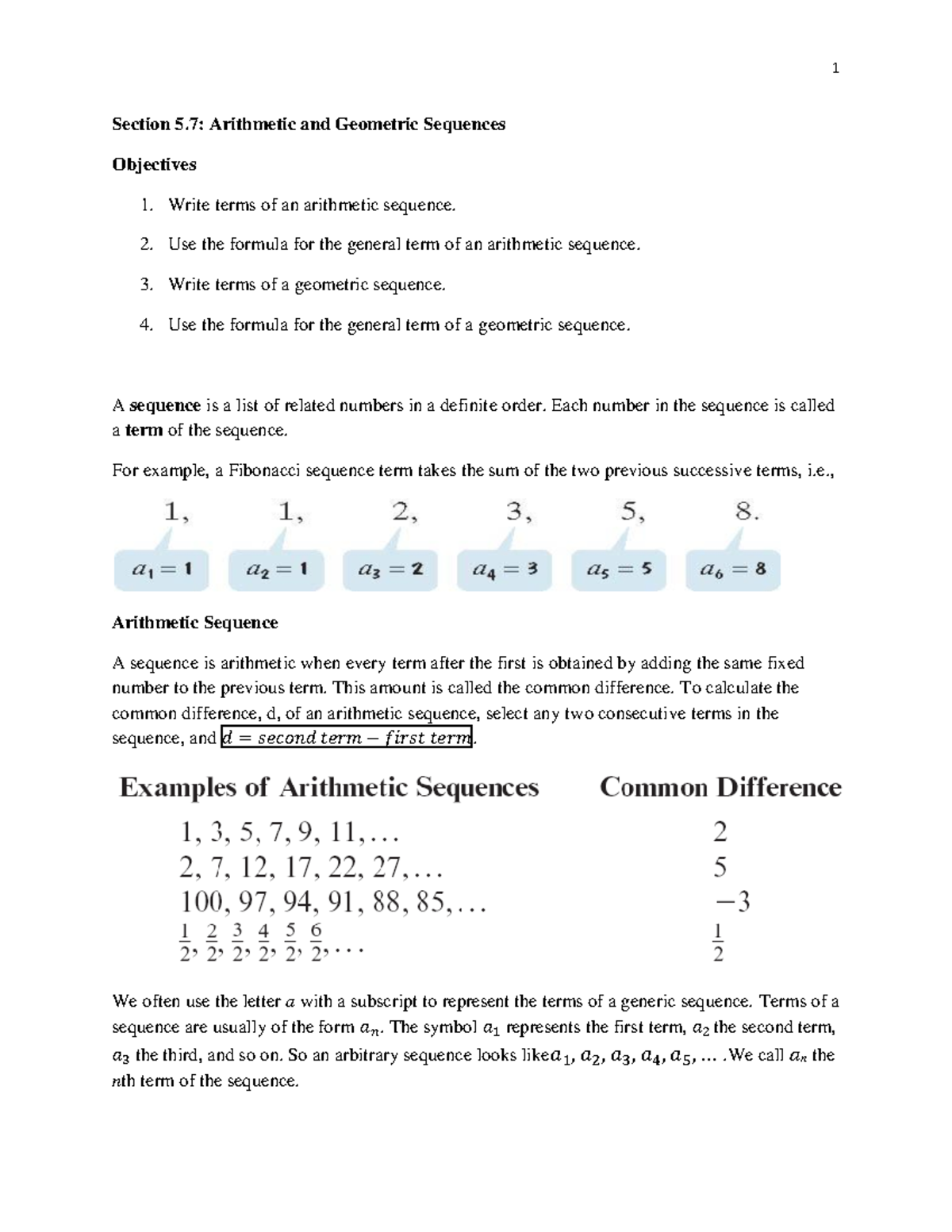 Section 5.7 Solutions - Section 5: Arithmetic and Geometric Sequences ...