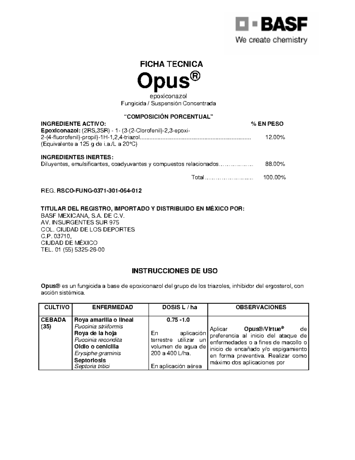 Ficha+ Técnica+OPUS+(16-05-2018 ) - FICHA TECNICA Opus ® epoxiconazol ...