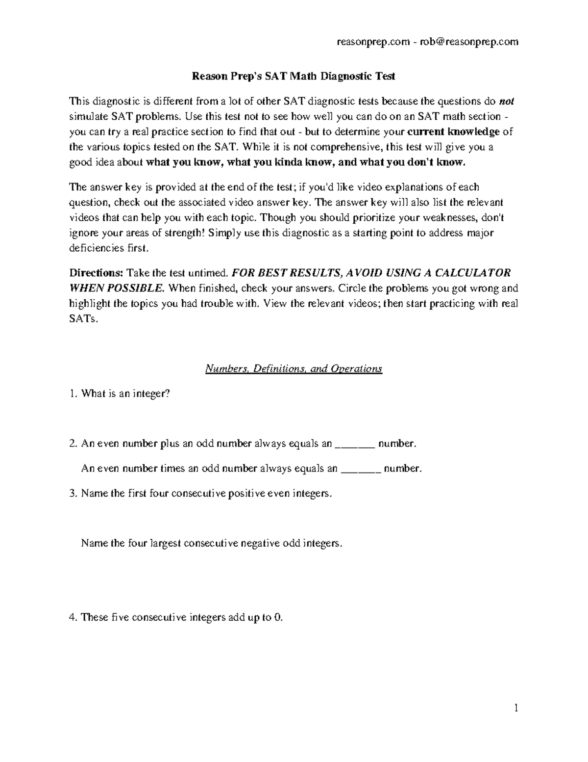 Math Diagnostic Exam For Sem 1 And Sem 2 Reason Prep s SAT Math
