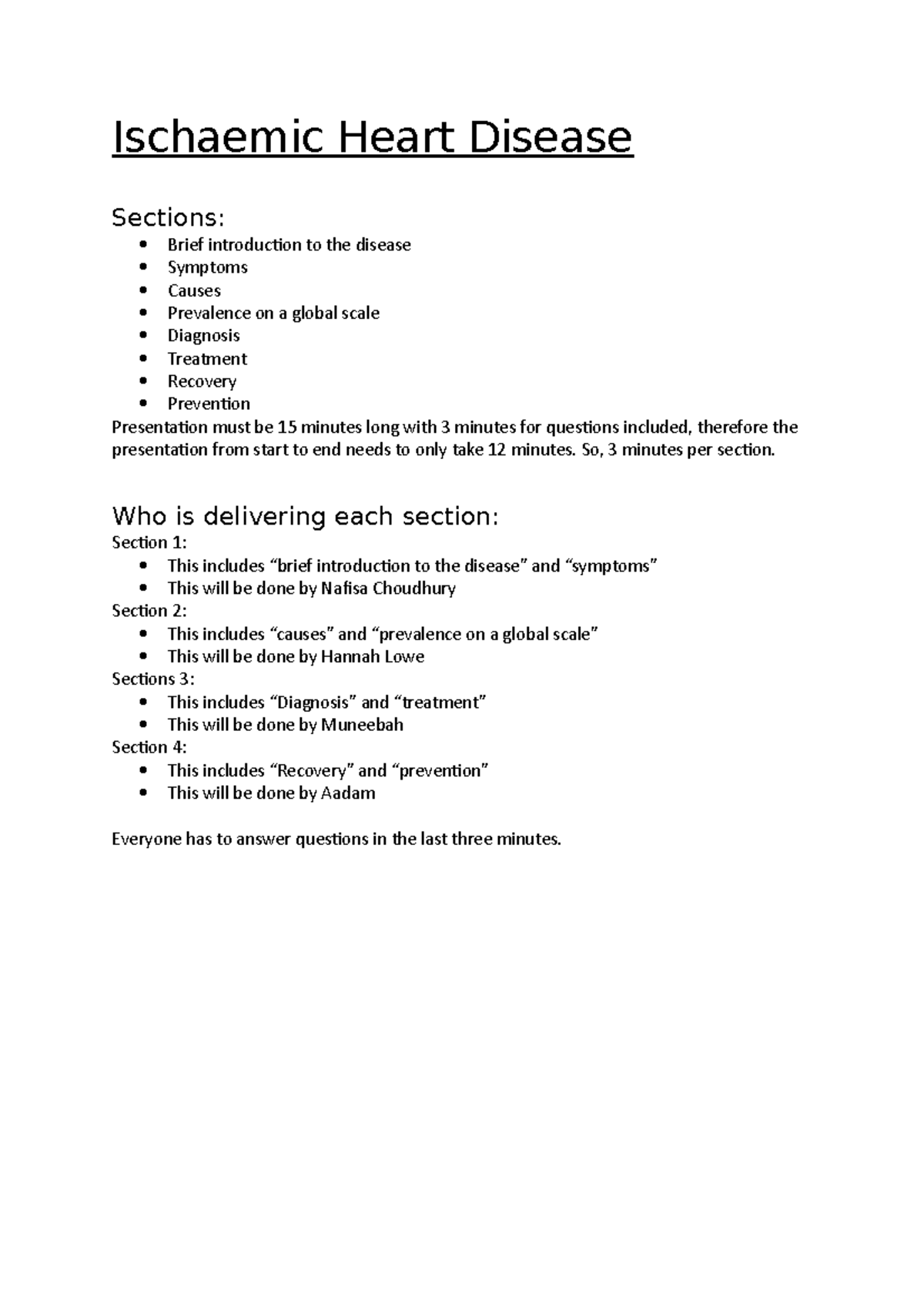 Ischaemic Heart Disease Ischaemic Heart Disease Sections Brief ischaemic-heart-disease-ischaemic-heart-disease-sections-brief