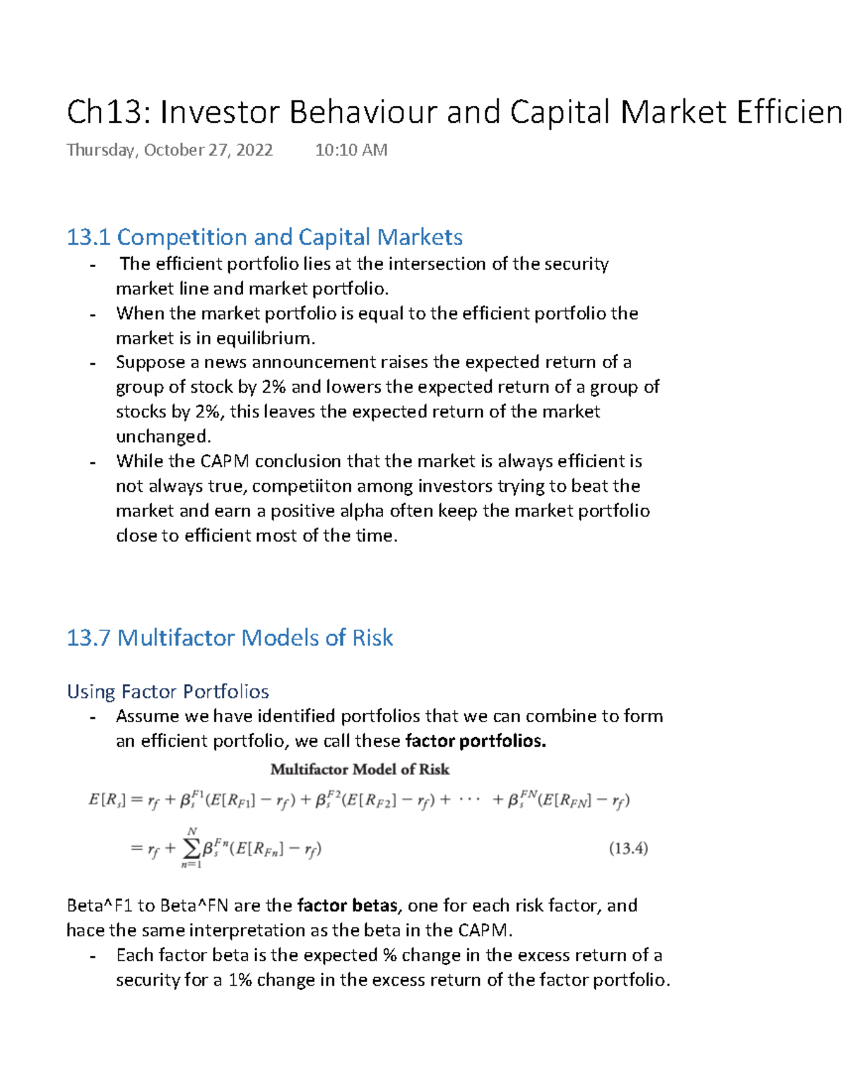 Ch13 investor behaviour - 13 Competition and Capital Markets The ...