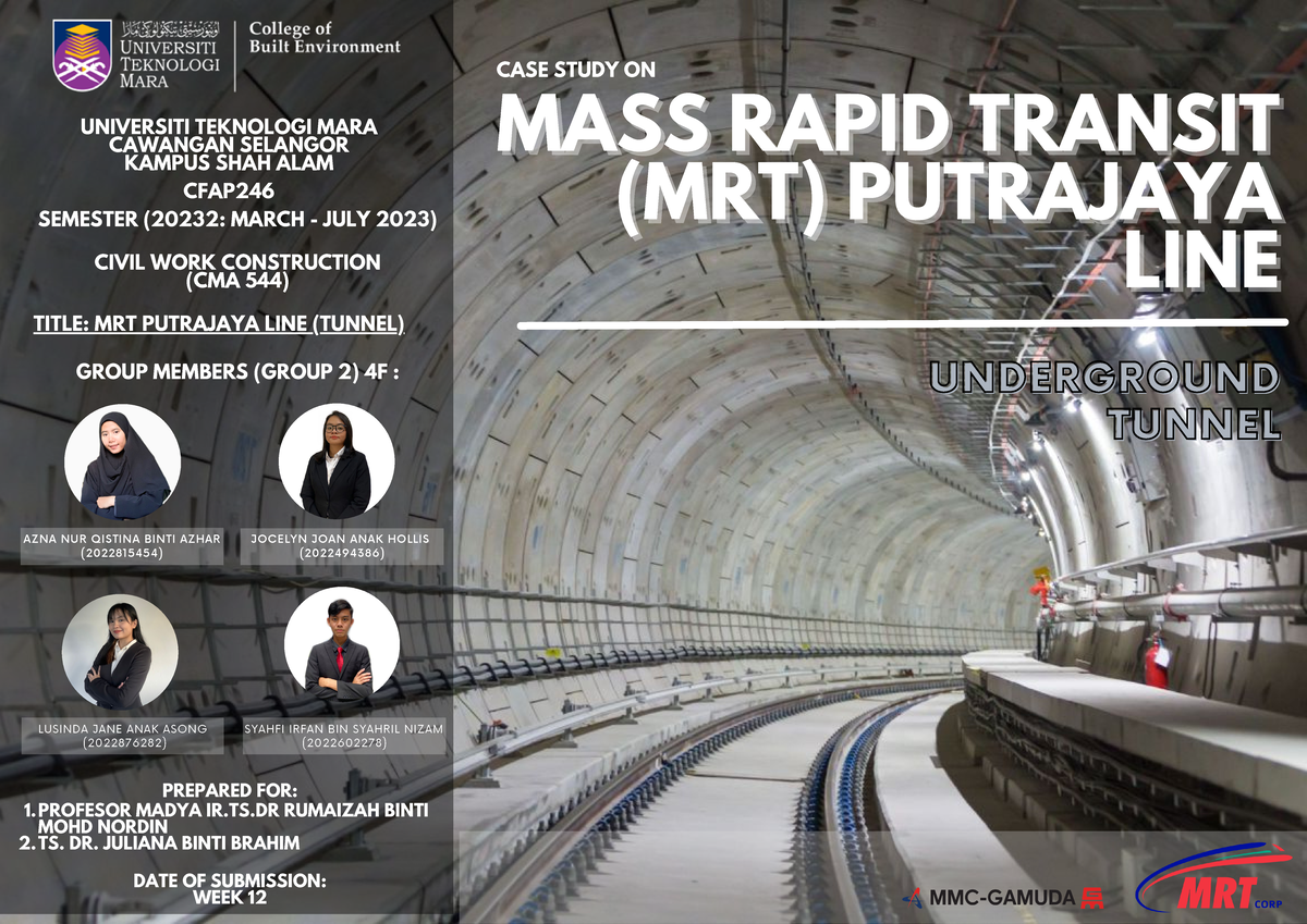 CMA544 Poster Presentation MRT - TITLE: MRT PUTRAJAYA LINE (TUNNEL ...