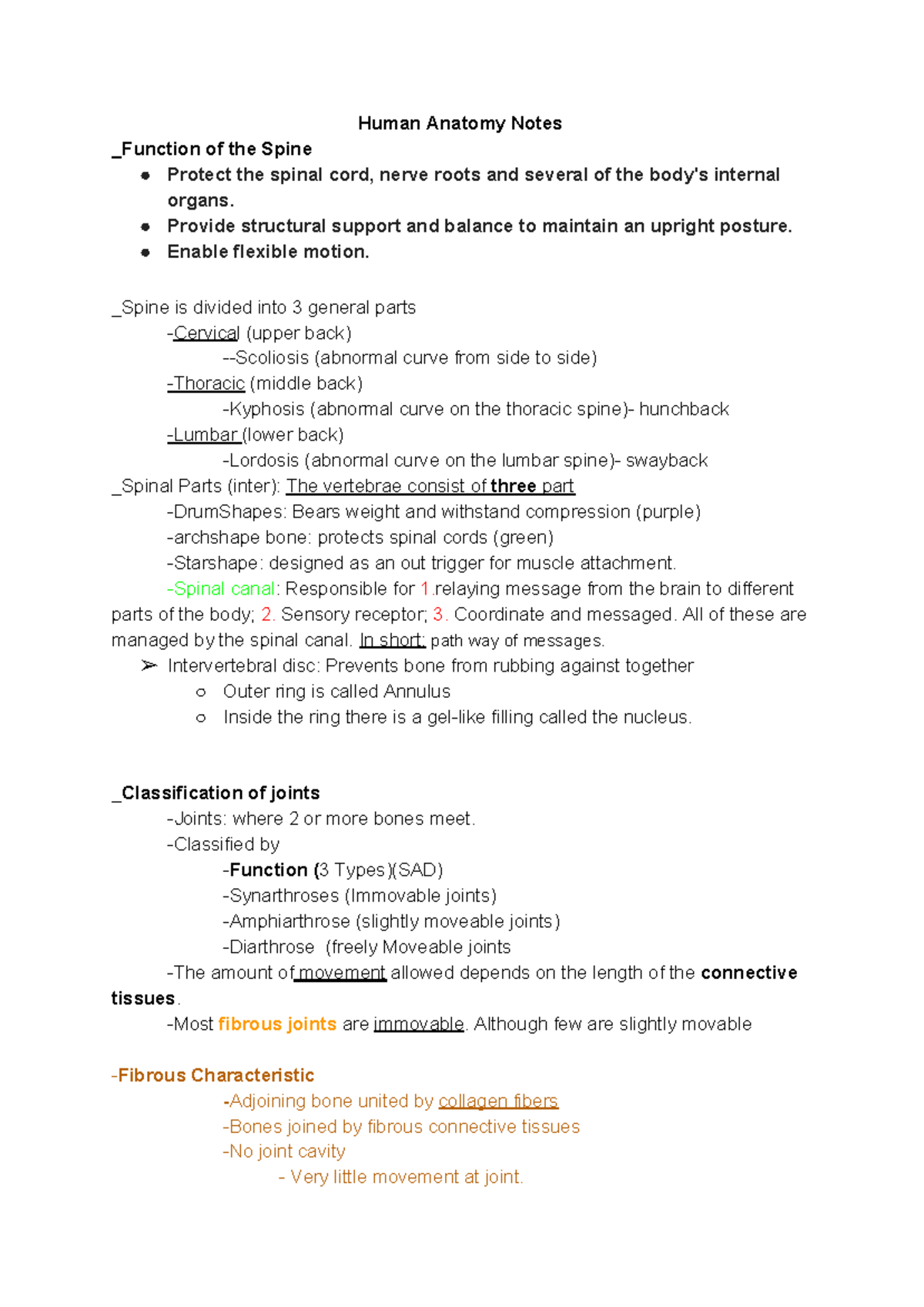 Human Anatomy Notes - Its very generalized - Human Anatomy Notes ...