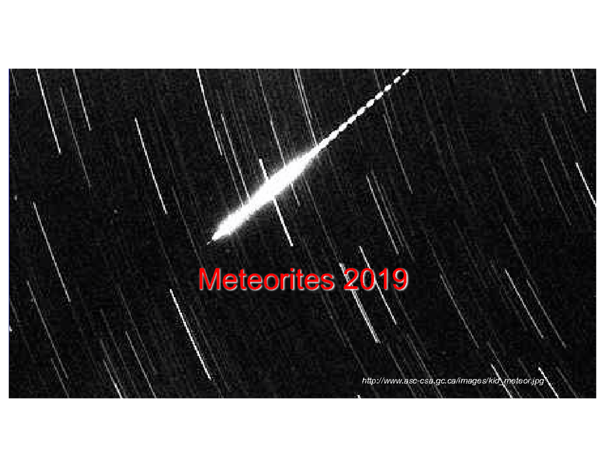 5 Meteorites 2019 - notes - Meteorites 2019 asc-csa.gc/images/kid ...