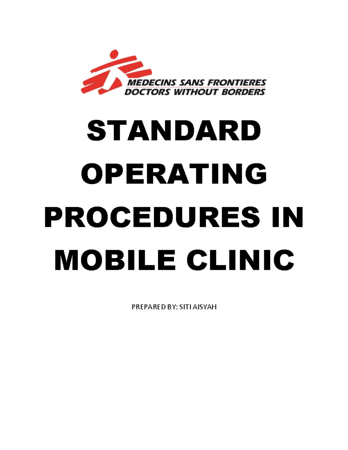 Standard Operating Procedure IN Mobile Clinic 2 - STANDARD OPERATING ...