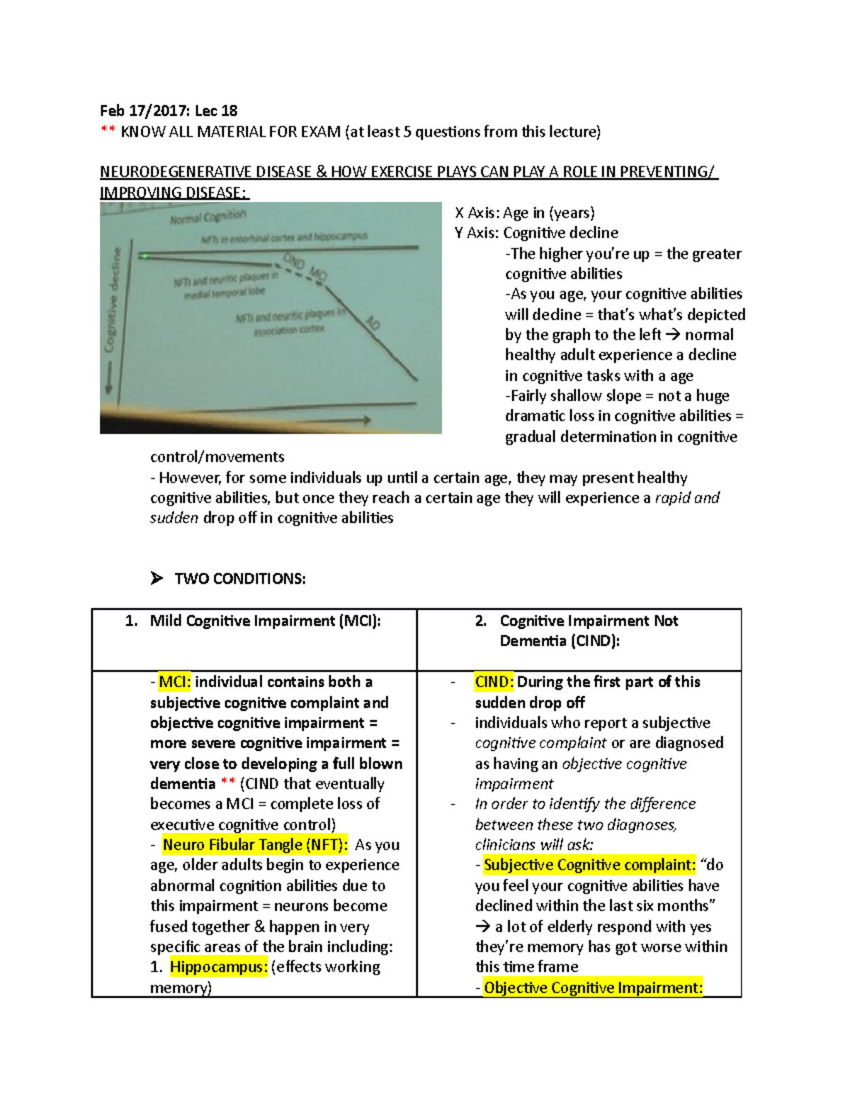 Lec 18 - Feb 18 - kin 1080 lecture notes - Feb 17/2017: Lec 18 ** KNOW ...