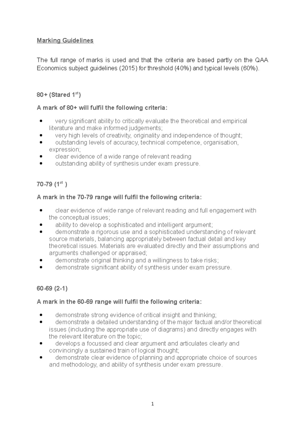 UG Marking Guidelines - Marking Guidelines The full range of marks is ...