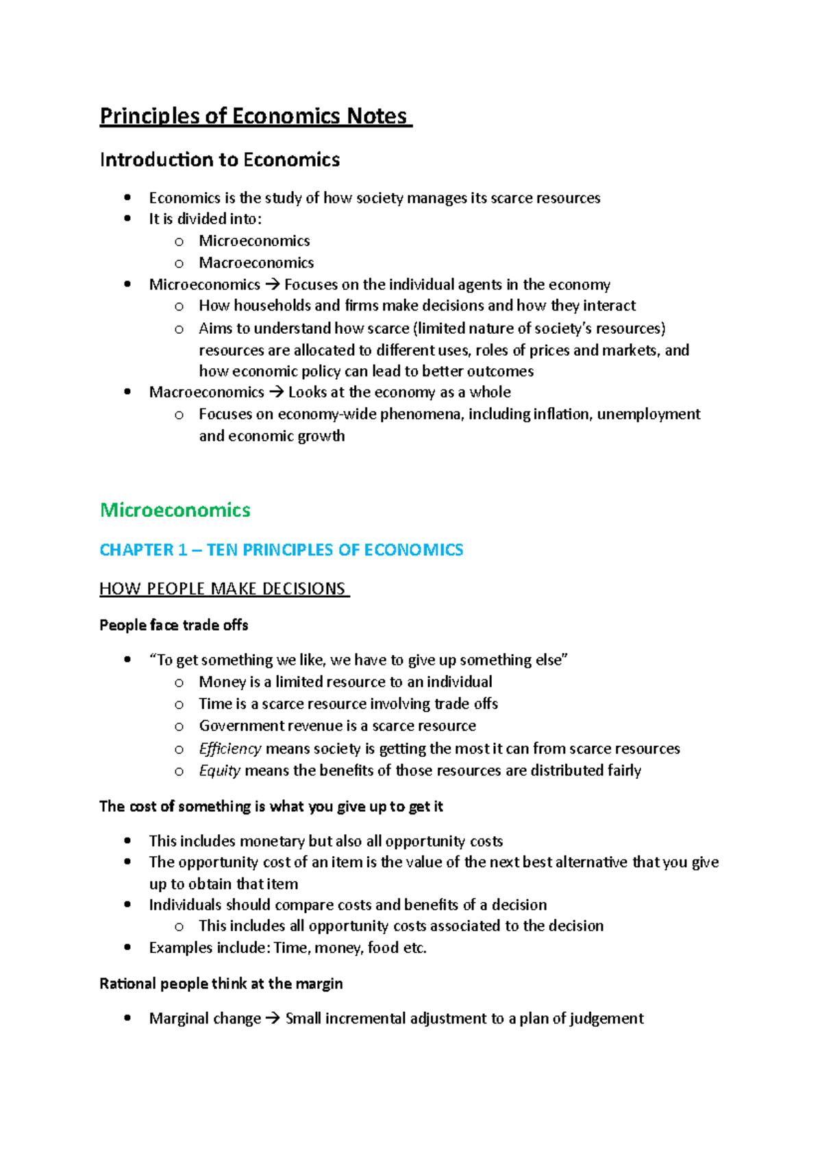 Principles of Economics Notes Final - Principles of Economics Notes ...
