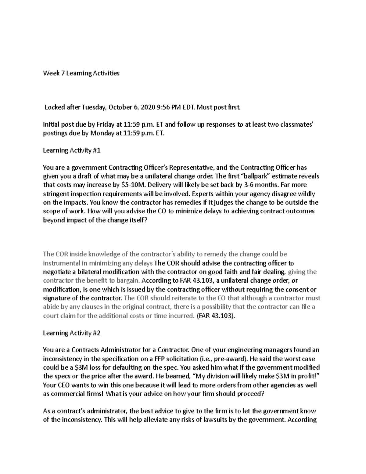 Week 7 Learning Activity - Week 7 Learning Activities Locked after ...