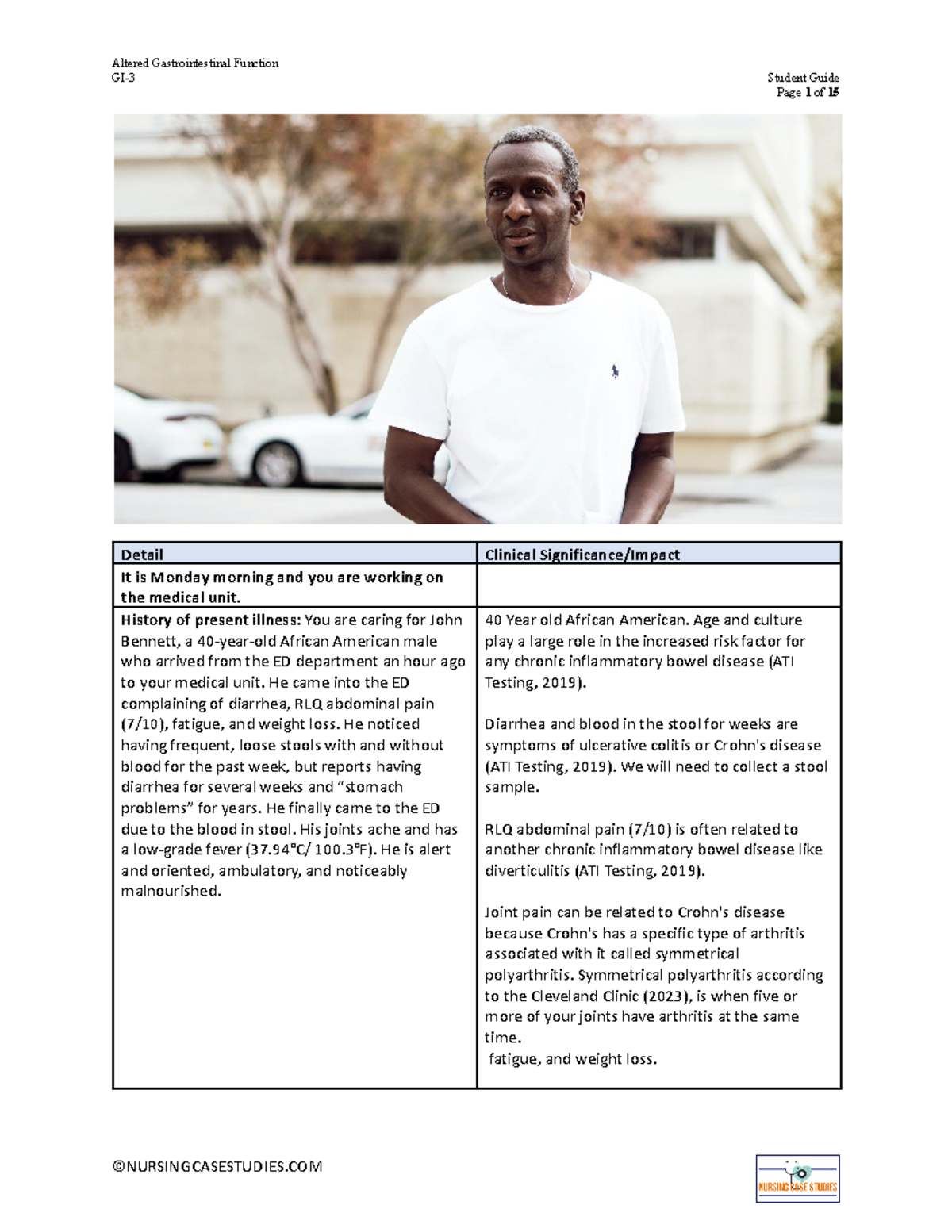 R. Brown GI Case Study - GI-3 Student Guide Page 1 of 15 Detail ...