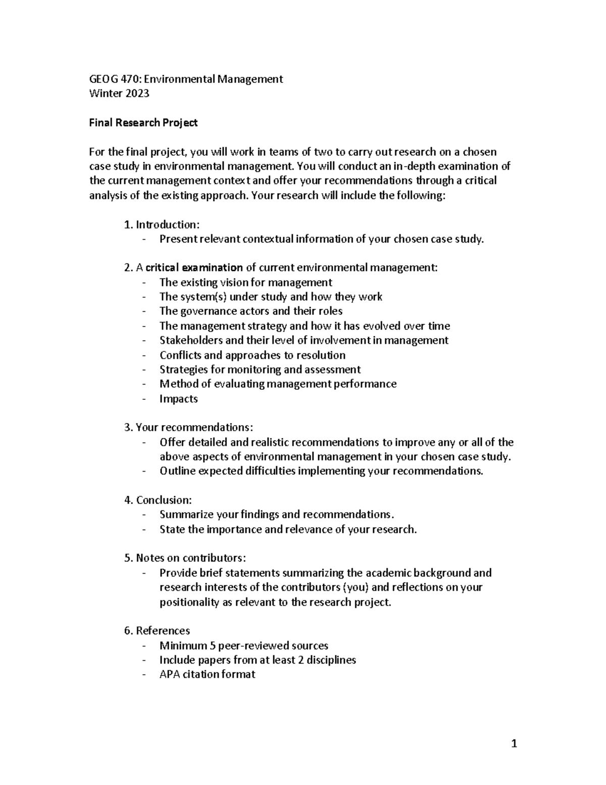 GEOG 470 Final Research Project Instructions - 1 GEOG 470 ...