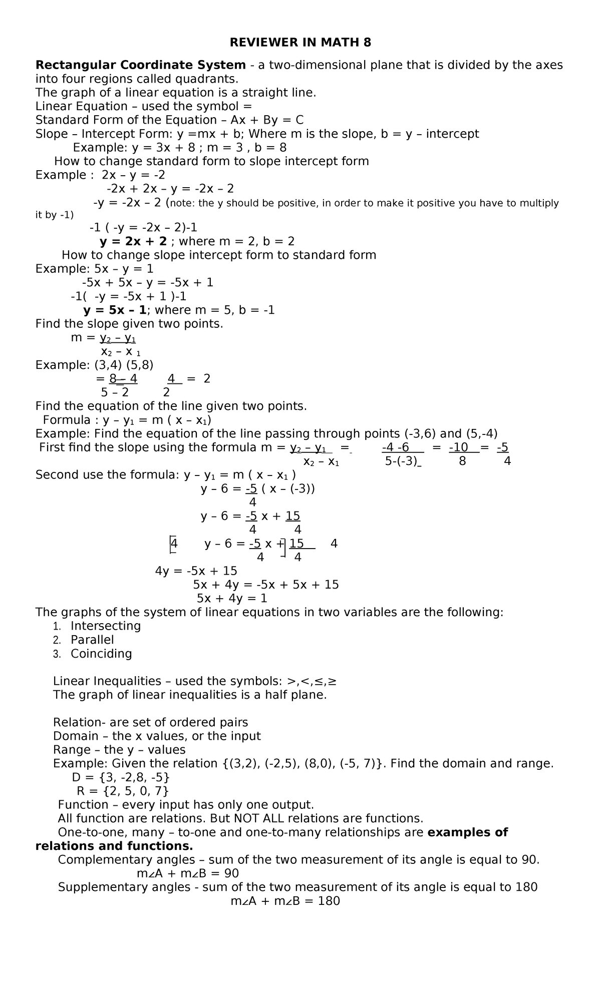 Reviewer IN MATH 8 - reviwer - REVIEWER IN MATH 8 Rectangular ...
