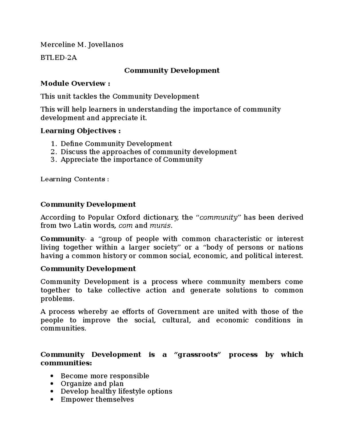 Module 5.5 Community Development - Merceline M. Jovellanos BTLED-2A ...