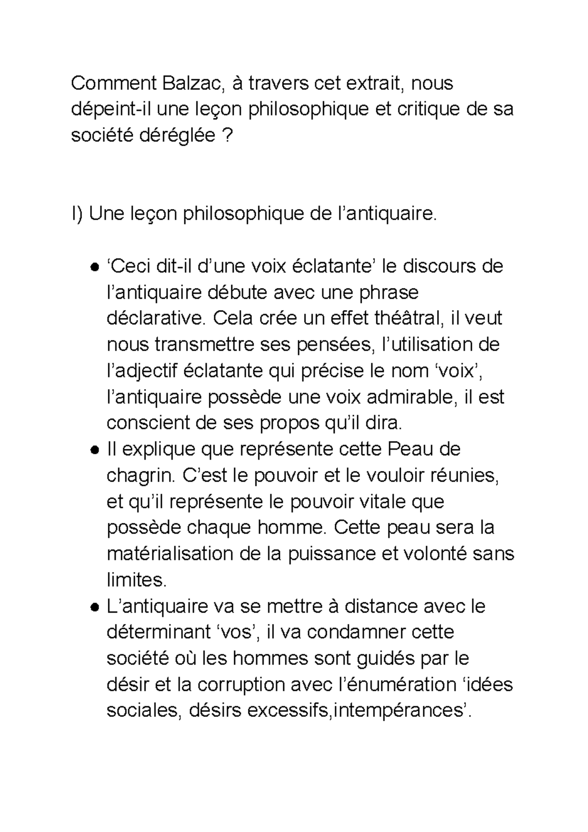 Le pacte avec le diable - Oral de français, extrait du texte la peau de ...